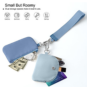 Babysun Zip Around Dual Pouch Wristlet Wallets for Women With 2 Detachable Keychains Wallet Coin Purse Portable Upgrated (Grey)