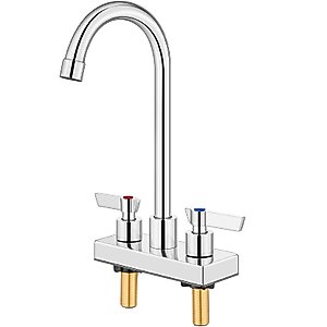 GBBNE Bar Sink Faucet 4 Inch Center Deck Mount,2 Hole Bar Faucets for Sink,Prep Sink Faucet,Dual Handles Commercial Utility Laundry Kitchen Sink Faucet,Polished Chrome