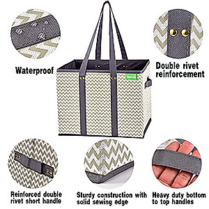 NERUB Reusable Grocery Shopping Bags Heavy Duty Grocery Tote Bags with Reinforced Bottom Foldable Large Reusable Shopping Bags for Groceries (3 Pack)