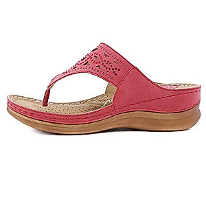 justHIGH Wedge Flip Flops for Women, Hollow Out Breathable Platform Sandals, Women Summer Wedge Sandals with Comfort Insole