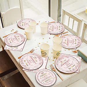 gisgfim 96 PCS Rose Gold Bachelorette Party Paper Plates Decorations Bridal Shower Party plates Decor Engagement Plates And Napkins Sets for Girls Bride Engagement Bachelorett Wedding Party