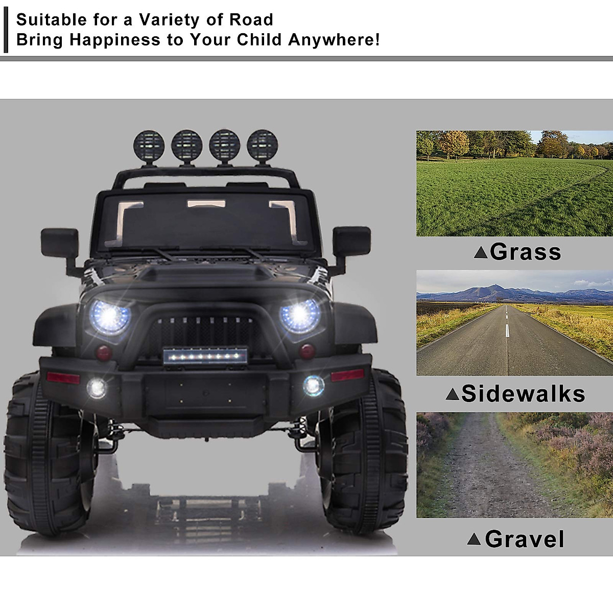 OTTARO Ride on Cars Trucks Electric Car for Kids, 12V Battery Powered Car w/Parental Remote Control, Spring Suspension, LED Lights, MP3 Player, Safety Belt（Pink）