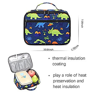 Abshoo Cute Lightweight Little Kids Backpacks for Boys and Girls Preschool Backpack With Lunch Bags(Dinosaur Navy)