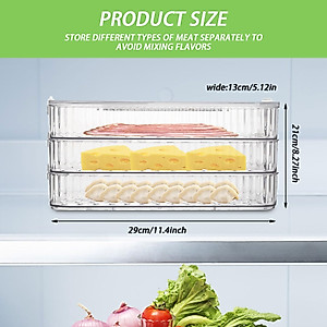 Deli Meat Container for Fridge, 3 Layer Bacon Lunch Meat Container for Refrigerator, Deli Meats Containers with Lids, Storage Boxes with Lid for Cold Cuts, Bacon Storage Box for Fridge