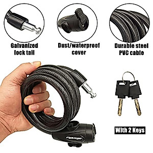 RYANGO Bike Lock, Bike Locks Heavy Duty Anti Theft, Bicycle Lock Bike Lock Cable with Mounting Bracket and 2 Keys, Bicycle Locks Bike Cable Lock for Road Bike Mountain Bike Scooters (Key lock)