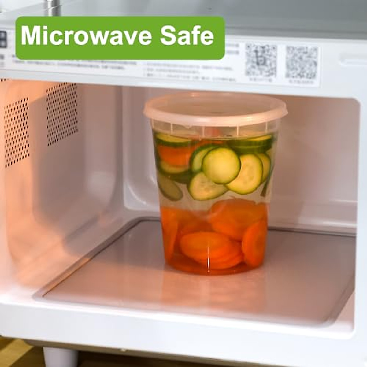 Moretoes 60 Mix Sets Plastic Deli Disposable Food Storage Containers With Airtight Lids, Heavy-Duty Microwaveable Airtight Container For Soups, Meal Prep, Leftovers, Sauces (2 Sizes, 16oz, 32oz)