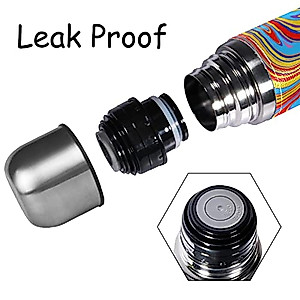 Stainless Steel Leather Vacuum Insulated Mug Marble Texture Thermos Water Bottle for Hot and Cold Drinks Kids Adults 16 Oz