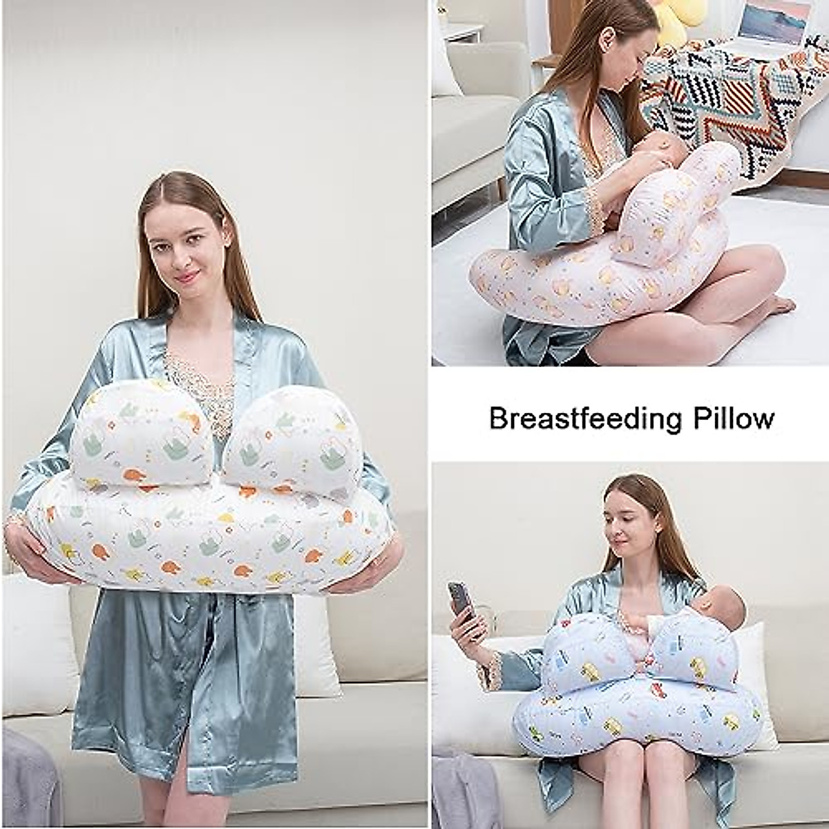 AMCATON Breastfeeding Pillow for Mom, Nursing Pillow for Breastfeeding, Breastfeeding Pillow with Adjustable Strap, Fence Protection (Rabbit)