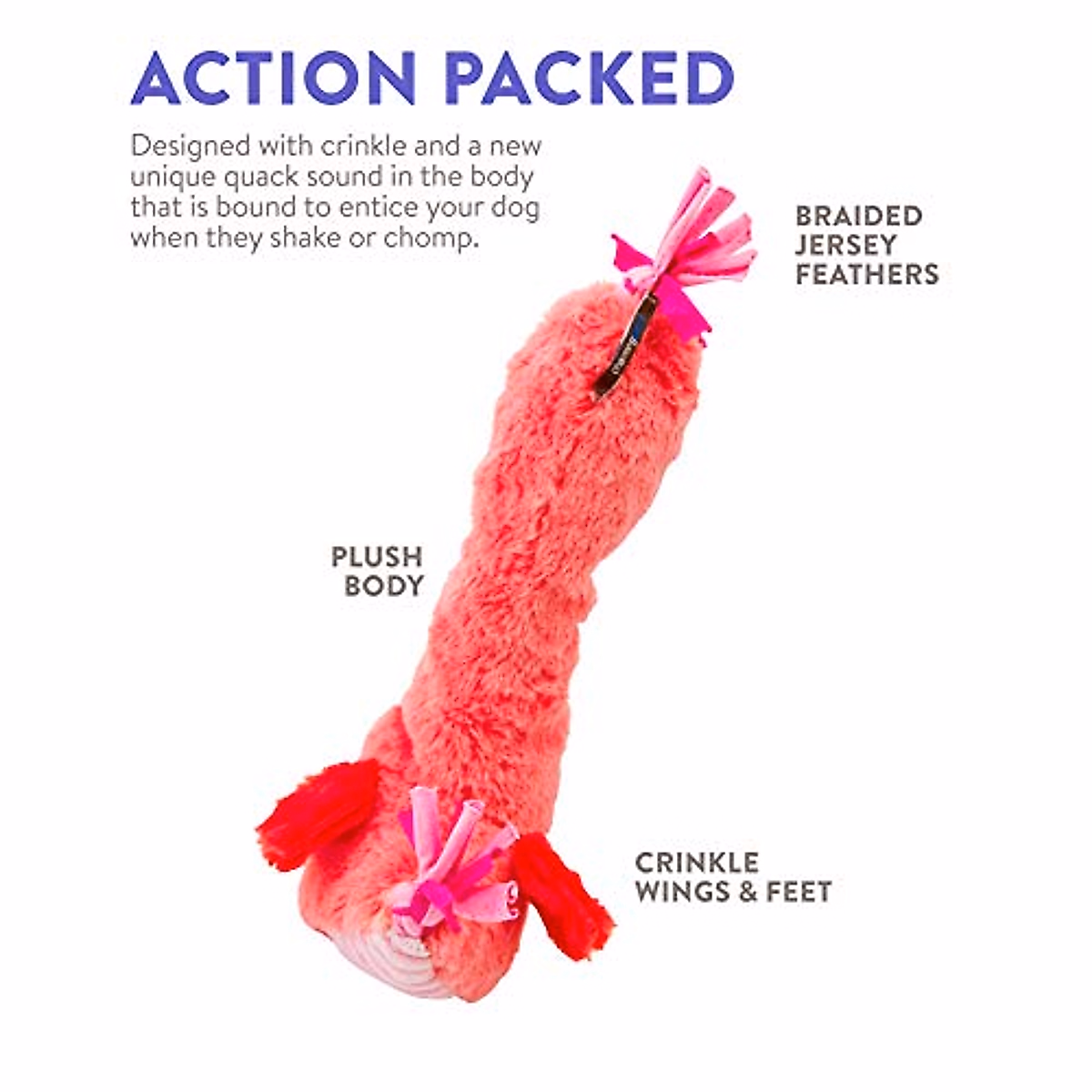 Charming Pet Absurd Burds Pink Flamingo Dog Toy - Squeeze and Shake for Unique Silly Sound to Entice Interactive Play