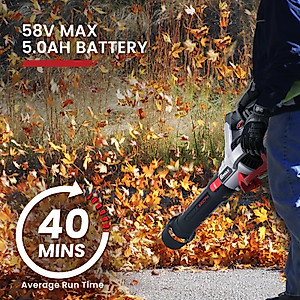 Leaf Blower Cordless, Enhulk 58V Powerful Blower, 930 CFM Max. Brushless Motor, Cruise Control, Turbo Variable-Speeds, CoolBlast Tech, 3 Nozzels, 5.0AH Battery and Charger Included