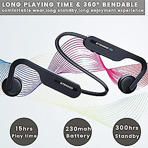 TOHUNZO Air Bone Conduction Headphones, Wireless Bluetooth 5.0 Open Ear Headphones IPX5 Sweatproof Lightweight HiFi 9D Stereo 15 Hrs Playtime Sports Headset with Mic for Running, Cycling, Gym