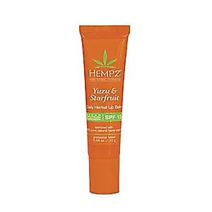 Hempz Yuzu & Starfruit Daily Herbal Lip Balm with SPF 15, .44 oz. -Scented Lip Moisturizer with Sunscreen-Broad Spectrum SPF 15, Protection against UVA/UVB rays - 100% Natural Hemp Seed Oil, Pack of 1