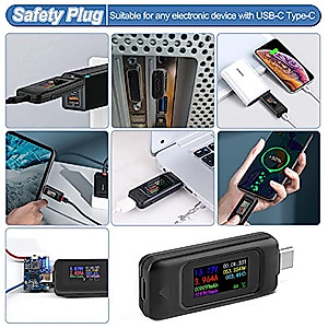 MakerHawk Type-C USB Meter Tester Power Meter USB Multimeter Voltage and Current Tester 0-5.1A 4-30V USB Power Tester Multi-function Tester Display Capacity Voltage Current Detector