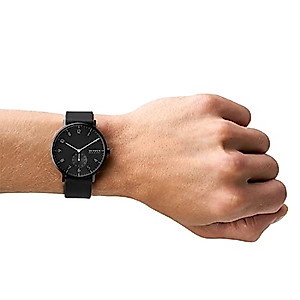 Skagen Men's Aaren Quartz Analog Stainless Steel and Silicone Watch, Color: Black (Model: SKW6544)