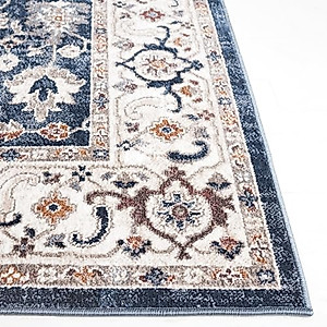 Safavieh Bayside Collection Area Rug - 8' x 10', Blue & Grey, Traditional Oriental Design, Non-Shedding & Easy Care, Machine Washable Ideal for High Traffic Areas in Living Room, Bedroom (BAY100M)
