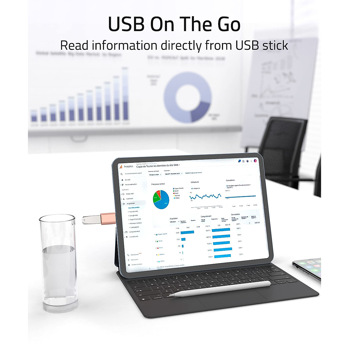 Syntech [2 Pack USB Male to USB3 Female Adapter Compatible with iPhone 16 Pro Max iMac iPad Mini/Pro 2023 Pro MacBook Air 2020 and Other Type C Devices, Rose Gold