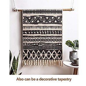 SIMPLEOPULENCE Boho Cotton Area Rug 24'' x 36'' for Bedroom, Hand Woven Bathroom Rug with Tassels, Accent Machine Washable Door Mat, Geometric Decorative Throw Rug for Kitchen, Porch, Outdoor