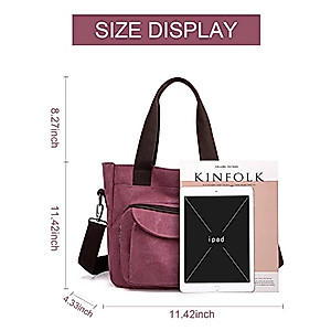 SUKUTU Ladies Canvas Tote Handbags Multi Pockets Satchel Large Capacity Stylish Top Handle Shoulder Bag