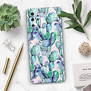 DesignSkinz Watercolor Cactus Succulent Bloom V9 Protective Vinyl Decal Wrap Skin Cover Compatible with The Samsung Galaxy S20 (Screen Trim & Back Glass Skin)