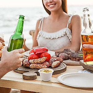 KTOB 100% Compostable 100 Sets 2 oz. Sugarcane Containers with Lids,Condiment Jello Shot Cups,Eco Friendly Dipping Sauce and Salad Dressing Container,Disposable Mini Plastic Portion Souffle Cups