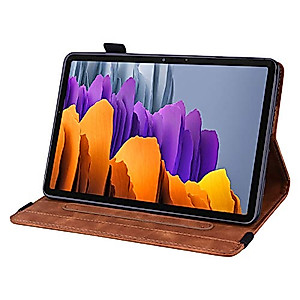 Pefcase Case for Galaxy Tab S7 Plus 12.4 inch Premium PU Leather Folio Stand Cover with Card Slot Pen Holder Multi-Angle Viewing, for Samsung Galaxy Tab S7+ Plus 2020 SM-T970/T975/T976 - Brown