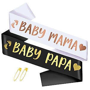 Generic Baby Mama and Baby Papa Sash for Baby Shower，Mom to be Sash and Dad to be sash for Gender Reveal, Boy or Girl,He or She Baby Sex Reveal Decorations,New Mom Daddy Gifts