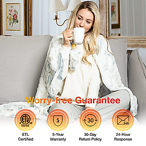 WOOMER Electric Heated Throw Blanket(50"x 60"), Soft Flannel Fast Heating Blanket with Multi-Color Option, 4 Heating Levels & 4H Auto Off, Machine Washable, Over-Heat Protection