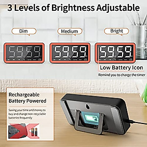 VOCOO Digital Kitchen Timer with 7.8” Extra Large Display, Magnetic LED Timer with 3 Brightness, 4 Alarms and 3 Volume Levels, Battery Powered Countdown Count Up Timer for Cooking, Classroom, Home Gym