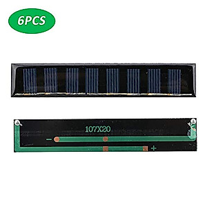 6Pcs Solar Panel, Polysilicon Board Solar Panel, Outdoor Emergency Solar Charger 0.3W 4V Rechargeable 2.4V 3V Battery 107x20MM Mountaineering Camping Supplies
