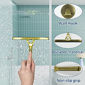 HomDSim Stainless Steel Shower Squeegees All-Purpose Mirror/Window/Glass Wiper Scraper Golden Shower Squeegee