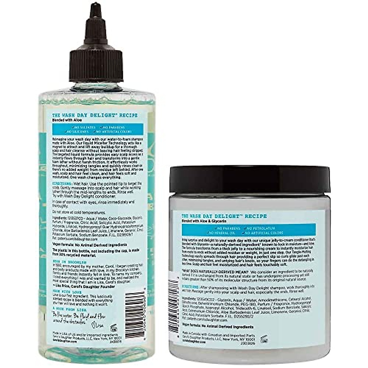 Carol's Daughter Wash Day Delight Sulfate Free Clarifying Shampoo and Deep Conditioner Gift Set with Aloe and Micellar - Best for Curly, Natural, and Textured Hair – Detangle and Moisturize