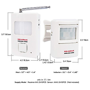 Dog Barking Alarm Motion Detector,Pir Wireless Human Body Walking Sensor Doorbell Door Security Alert System Device for Home or Office Burglar Deterrent (1Sensor + 1Receiver, White)