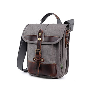 TSD Brand Valley Trail Canvas Crossbody Bag (Grey)
