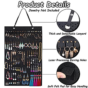 Caffox Hanging Earring Holder, Large Earring Organizer with 20Pcs Extra Hooks for Earrings, Necklaces, Bracelets, Jewelry and Sunglasses, Wall Earring Display for Home, Holds Up To 300 Pairs