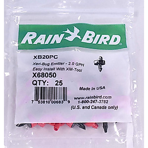25 Rainbird XB20PC 2.0 GPH Drip Irrigation Emitters w/Free Installation Tool