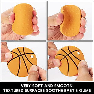 AmazingM Sports Sensory Chew Teether for Boys and Girls,Food Grade Silicone Safety Chewy Teething Toys for Kids with Autism, ADHD,Oral Motor,Teething,Biting Needs (Basketball)