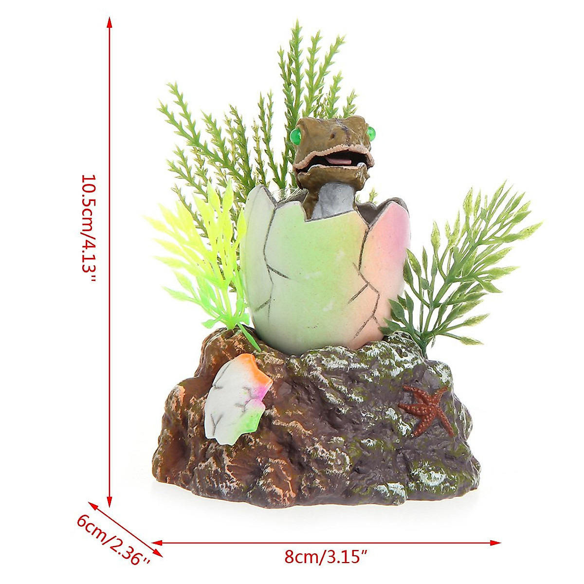 LOXGO Aquarium Decorations Small Ornaments Baby Dinosaur in Egg for Fish for Tank Aquatic Pet Supplies with Air Hose Aquarium Heater Light Thermometers Gravel Sand Decorations