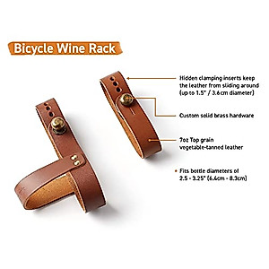 oopsmark The Bicycle Wine Rack - Bike Bottle Holder and Carrier for Picnics - Handmade Leather Accessory (Black)
