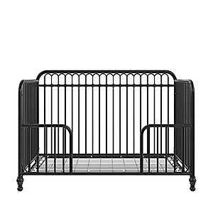 Little Seeds Raven 3-in-1 Convertible Metal Crib, JMPA Certified, Black