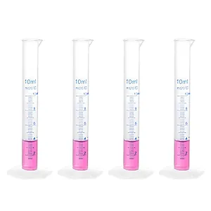 uxcell Plastic Graduated Cylinder, 10ml Measuring Cylinder, Science Test Tube Beakers, 2-Sided Metric Marking, Clear Hex Base for Lab Home 4Pcs