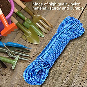 Multi-Functional Nylon Rope Cord String Washing Line Climbing Traction Tying Shade Net Rope for Camping Outdoor Garden Garage Clothesline 20M / 65.6 ft(Blue)