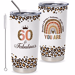 Vivulla68 Happy 60th Birthday Gifts For Women, 60 Birthday Gifts For Women, Birthday Gifts For 60 Year Old Woman, 1964 Birthday Gifts Women, Turning 60 Gifts, 60th Birthday Tumbler With Lid and Straw