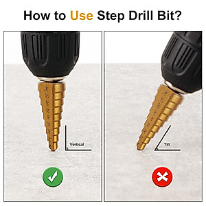 Step Drill Bit Set, 3PCS HSS Titanium Coated High Speed Steel Step Bits Covering 28 Sizes (1/8"-3/4") for Wood, Plastic, Sheet Metal with Portable Bag, Nice Gift for DIY Lovers