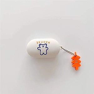 VARWANEO Silicone Case Cover for Galaxy Buds 2019/Galaxy Buds Plus 2020, Full Body Protections with Carabiner/Ring, Anti-Lost & Shockproof Soft Skin for Samsung Galaxy Buds/Buds Plus (White Brunch)