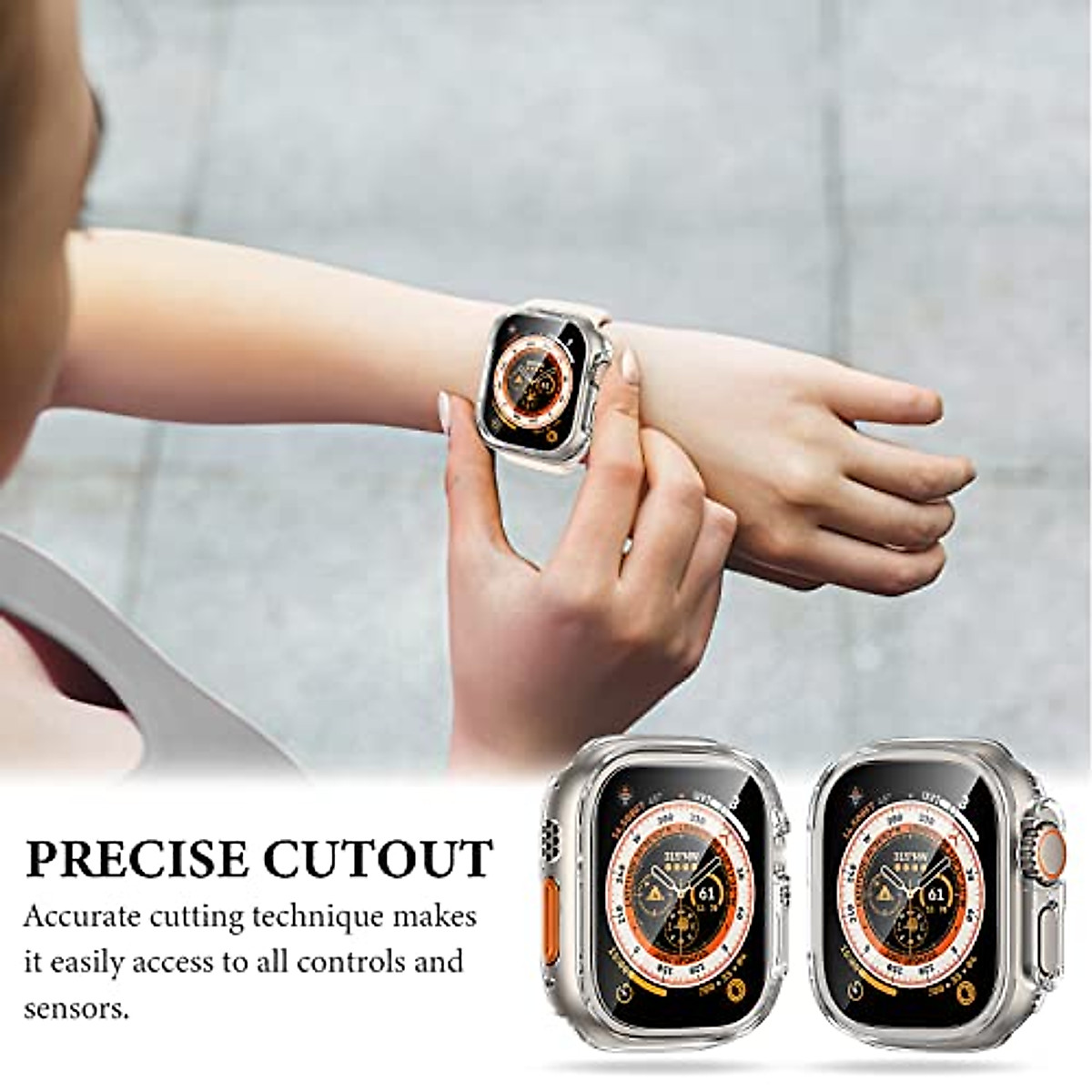 [4 Pack] DABAOZA Compatible for Apple Watch Ultra Screen Protector and Case 49mm, Anti-Fog Tempered Glass Protector Film with PC Hard Bumper Cover for iWatch Ultra 49mm(Clear)