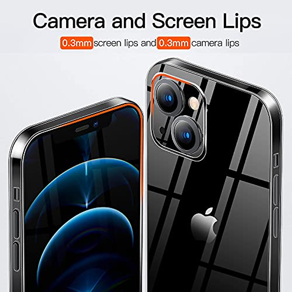 Dataroad iPhone 13 Mini Slim Case[Paper-Thin] 0.2mm 5.4 Inch,with 2 Screen Protector Tempered Glass,Transparent Skin Fit Back[Non Yellowing] Ultra Full Protective iPhone 13 mini Cover for Women,Clear