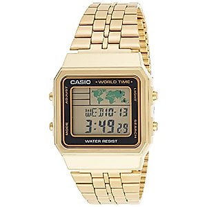 CASIO Men's Digital World TIME A500WGA-1DF Stainless Steel Watch
