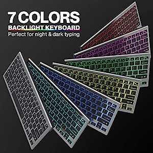 FENISIO Wireless Keyboard Mouse, Ultra Slim Bluetooth 2.4G Slient Wireless Keyboard and Mouse Combo with Backlit, Multi-Device USB Rechargeable Keyboard Mouse for Laptop PC Windows Desktop(Grey Black)
