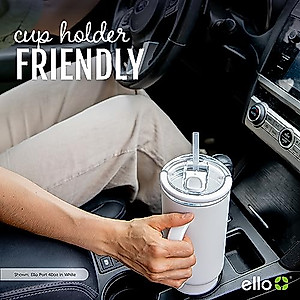 Ello Port 40oz Tumbler with Carry Loop & Integrated Handle, Vacuum Insulated Stainless Steel Reusable Water Bottle, Travel Mug with Leak Proof Lid & Straw, Perfect for Iced Coffee & Tea, Sage