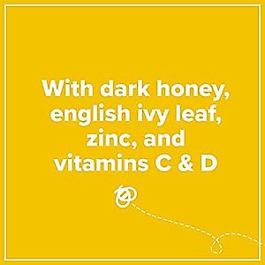 Zarbee's Adult Daytime Cough Syrup + Mucus with Honey, Ivy Leaf, Vitamin C, D & Zinc, Thyme, Drug & Alcohol-Free, Gluten-Free, Ages 12+, Natural Honey Lemon Flavor, 8 Fl.oz